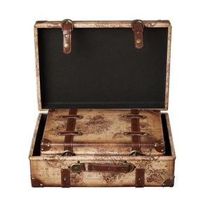 Accents | 2 Suitcase Treasure Chests Old World Map Leather | Poshmark